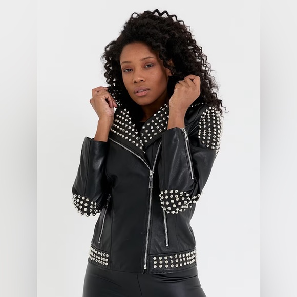 Nero Leather | Jackets & Coats | Leather Studded Punk Biker Jacket ...